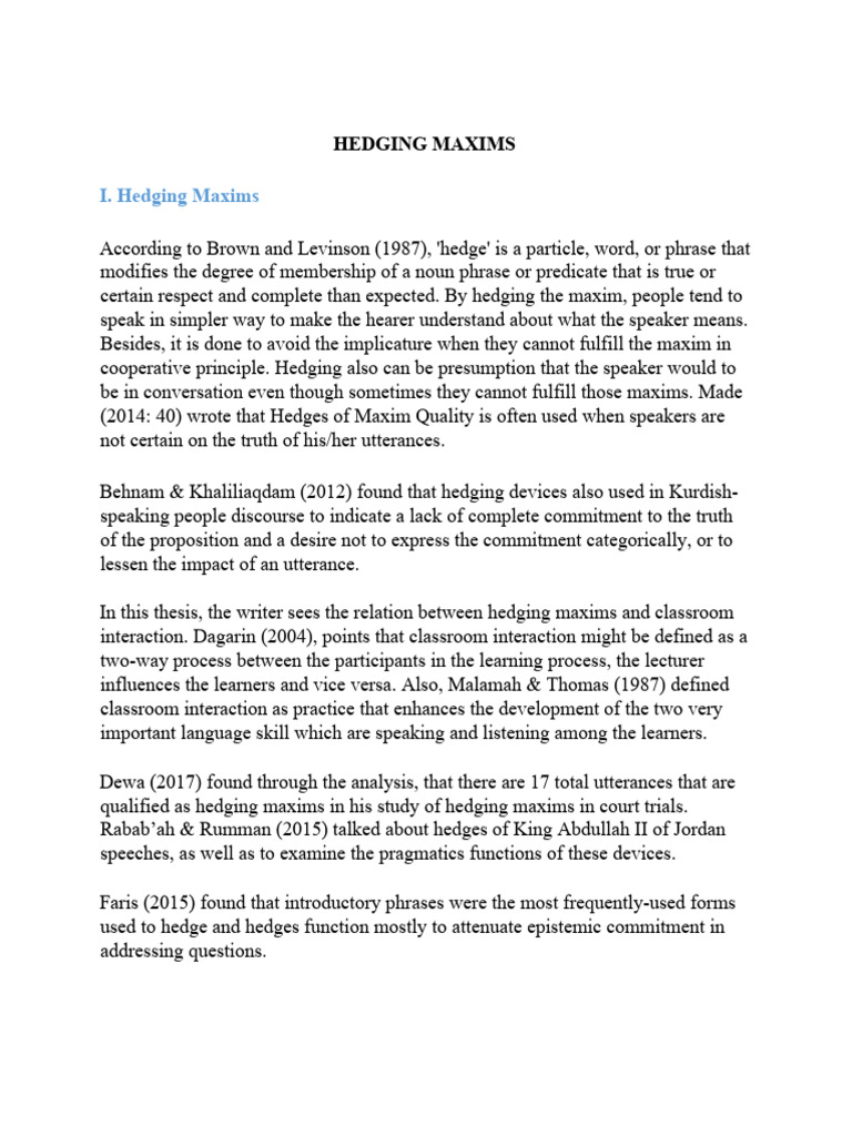 Hedging Maxims | PDF | Linguistics | Semiotics