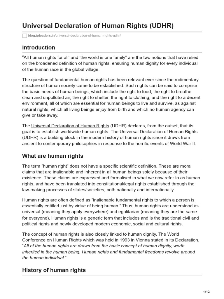 Overview of the Universal Declaration of Human Rights | PDF | Human ...