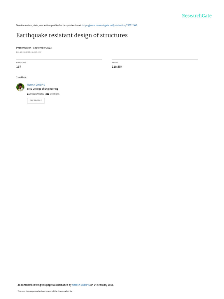 Earthquake Resistant Design of Structures | PDF | Earthquake ...