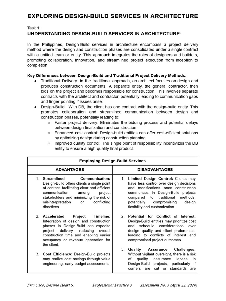 Exploring Design Build Services in Architecture (Philippines) | PDF ...