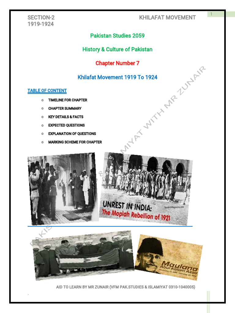History Chapter 7 Khlifat movement | PDF