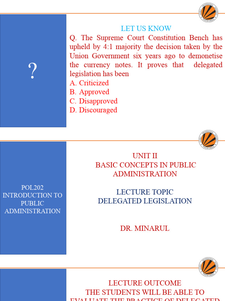 Understanding Delegated Legislation | PDF | Legislation | Separation Of ...