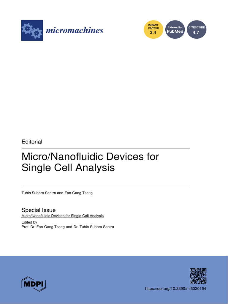 Micro-Nanofluidic Devices For Single Cell Analysis | Download Free PDF | Microfluidics | Cell ...