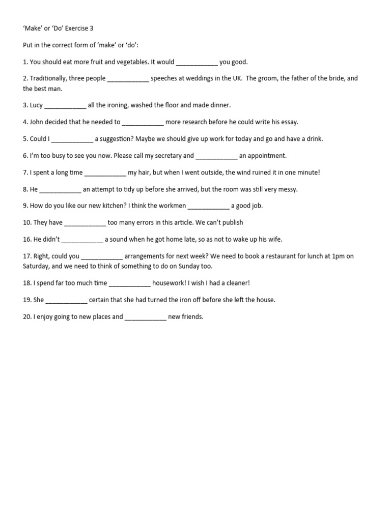 English Grammar: Make vs. Do | PDF