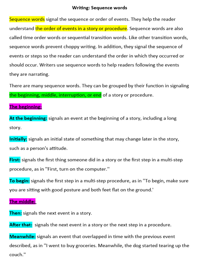 sequence words | PDF