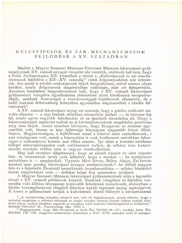 Kulcsok, Zárak A 15. Században | PDF