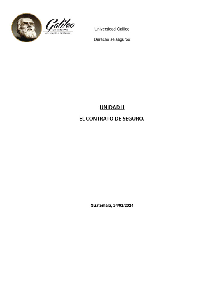Tarea 2 Unidad Ii El Contrato de Seguro | PDF | Seguro | Póliza de seguros