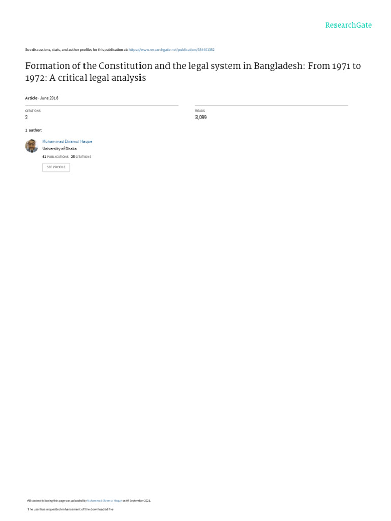 Dr. Muhammad Ekramul Haque, Formation of The Constitution and The Legal ...