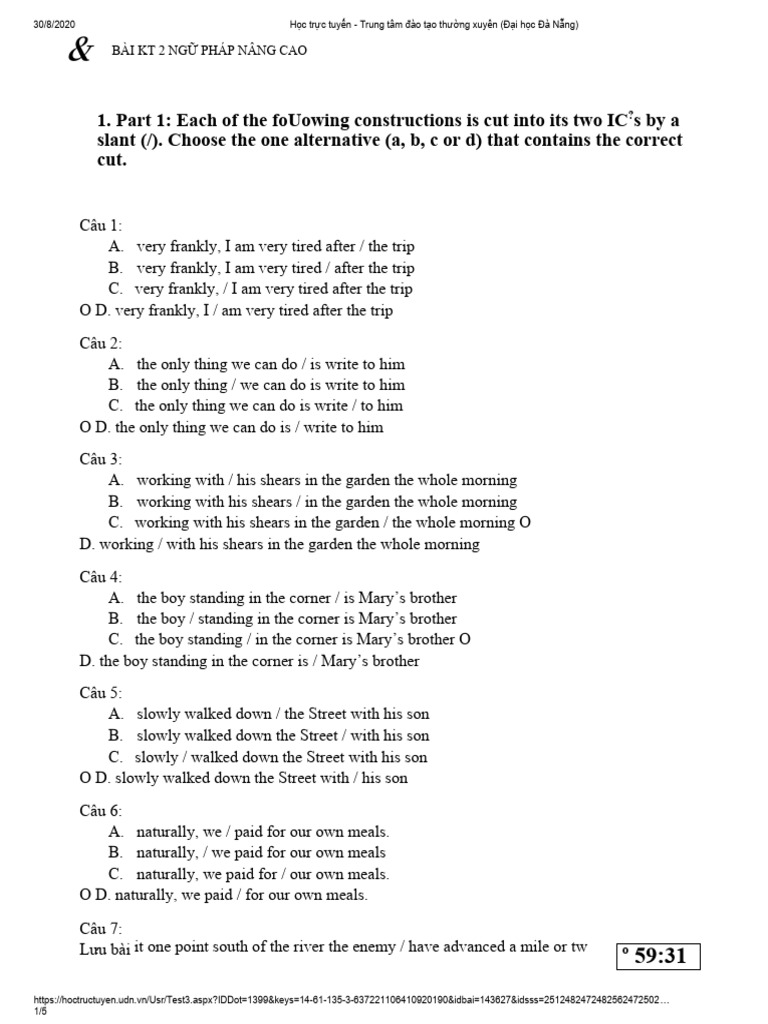 BÀI KT 2 NG PHÁP NÂNG CAO - FN | PDF