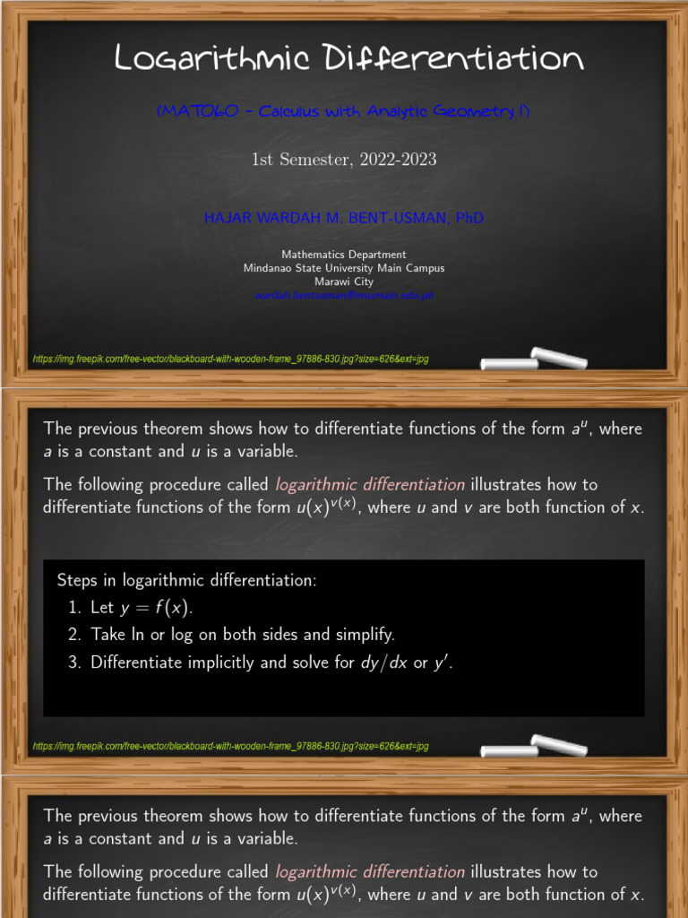 Logarithmic Differentiation Guide | PDF | Derivative | Function (Mathematics)