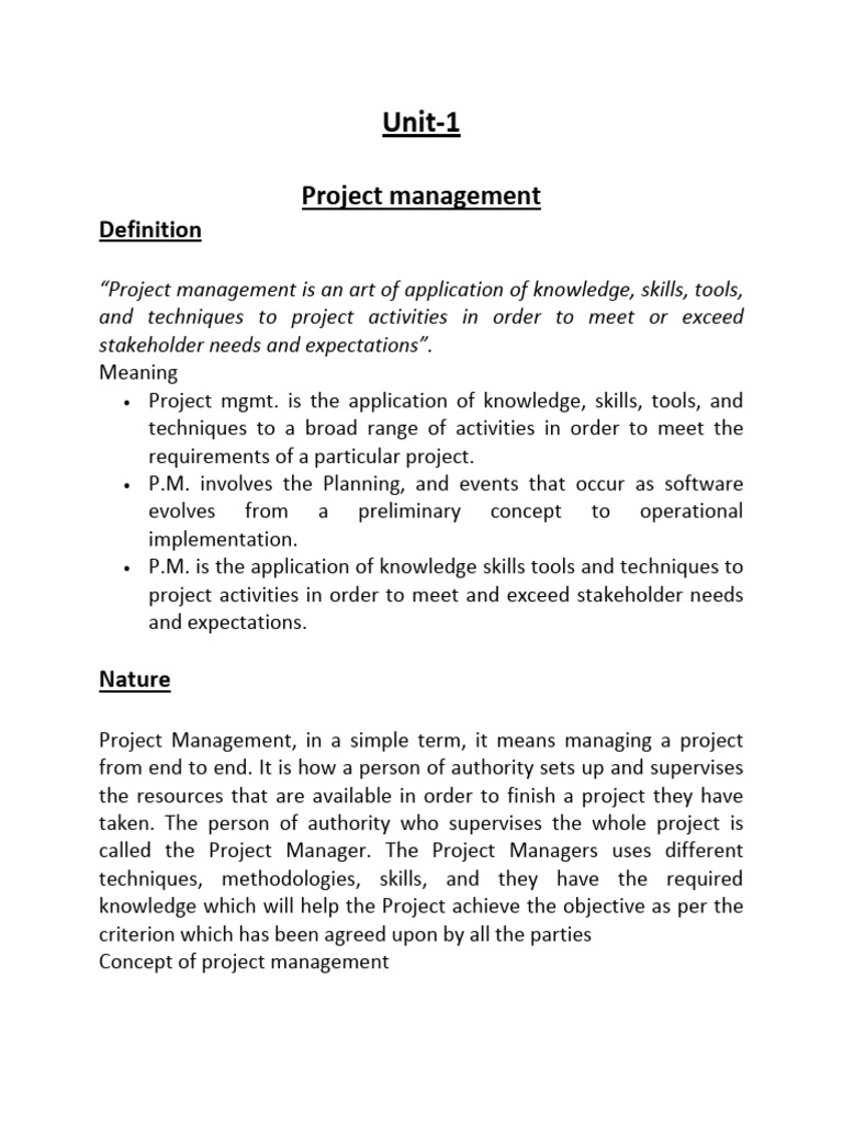 Unit-1 Bba 6 Sem Project Management | PDF | Project Management | Economies