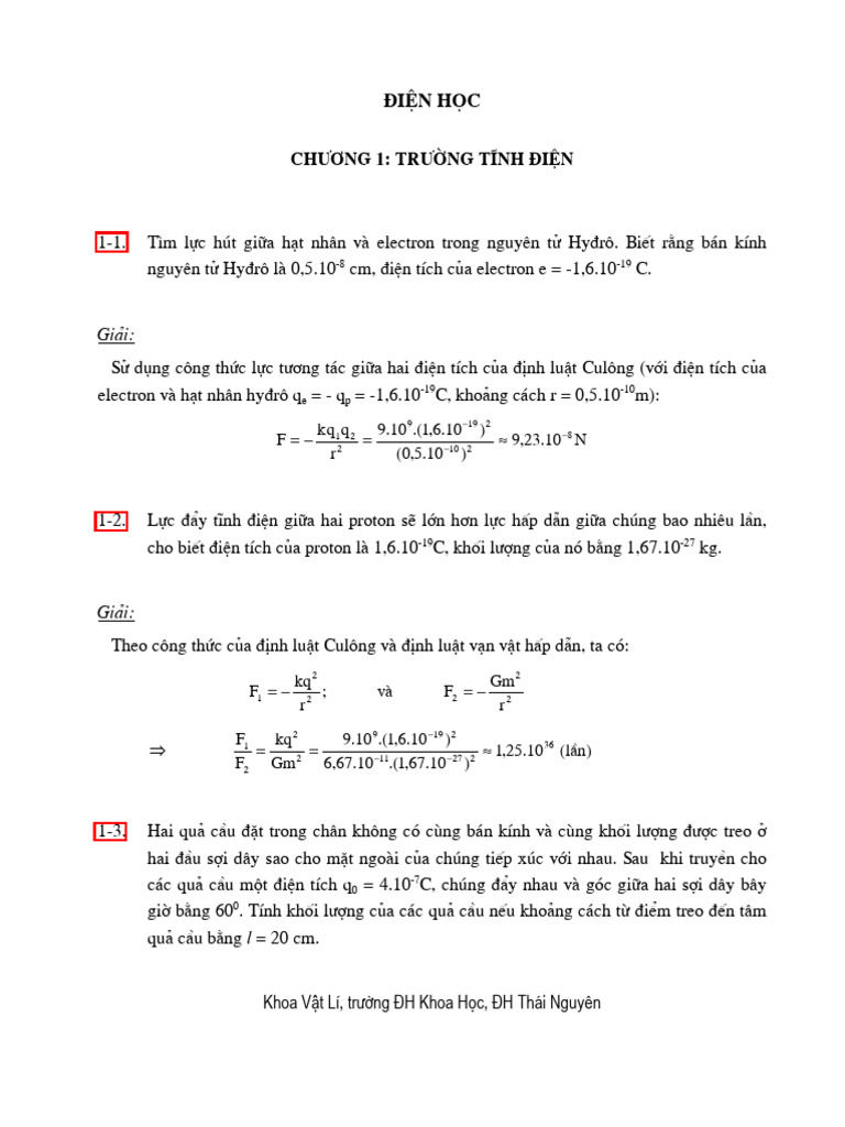Giải bài tập Điện Từ VLDC 2 | PDF