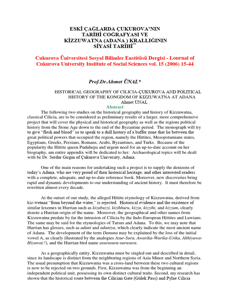 Kizzuvatna Ahmet Ünal | PDF | Ancient Near East | 2nd Millennium Bc