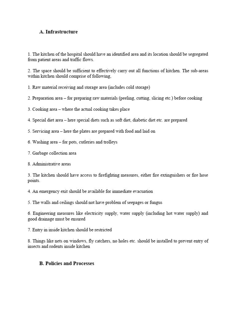 Kitchen Checklist | PDF | Hygiene | Dietitian