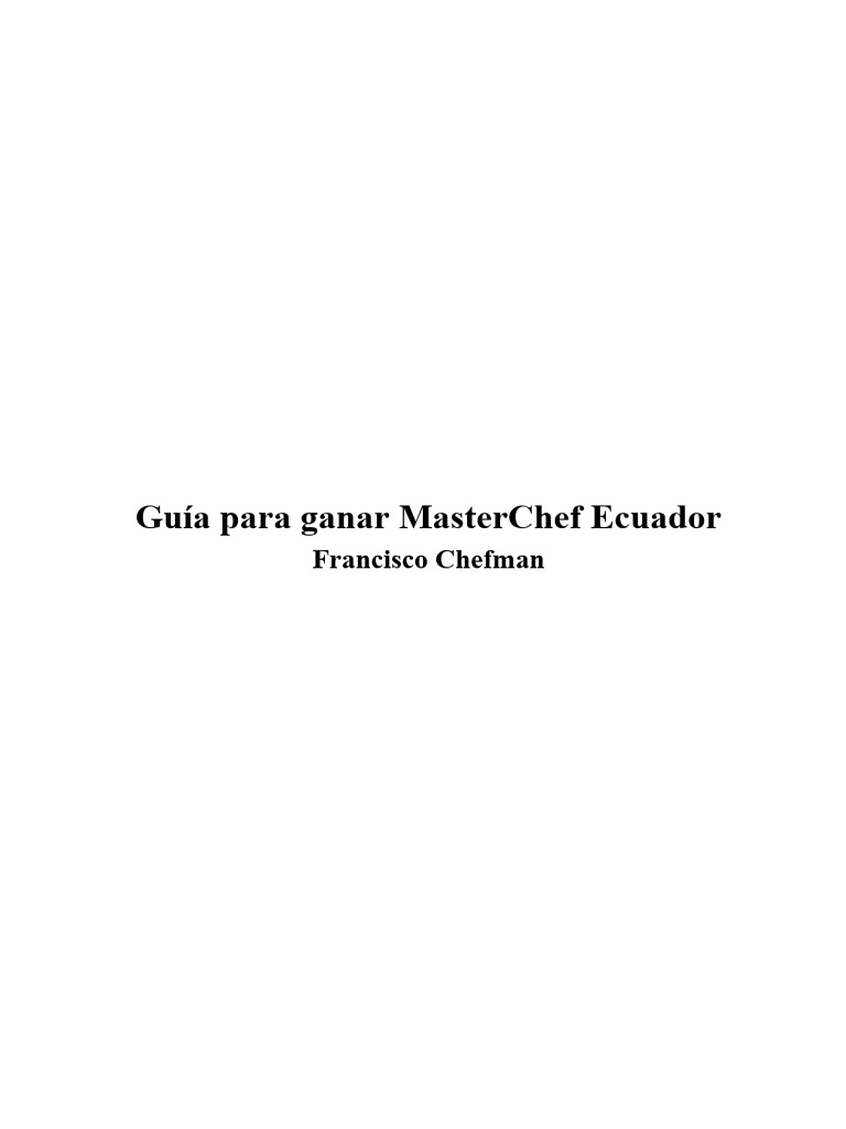 Guía para Ganar MasterChef | PDF | Cocinando | Salsa