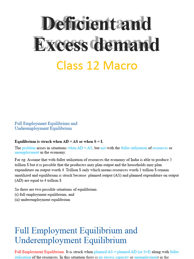 Deficient vs. Excess Demand Explained | PDF | Cost Of Living | Inflation