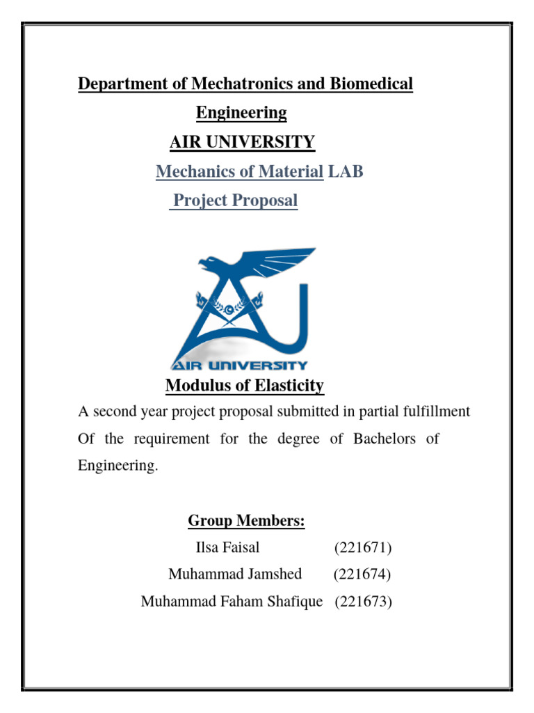 Project Proposal MOM LAB GROUP 3 | PDF | Young's Modulus | Elasticity (Physics)