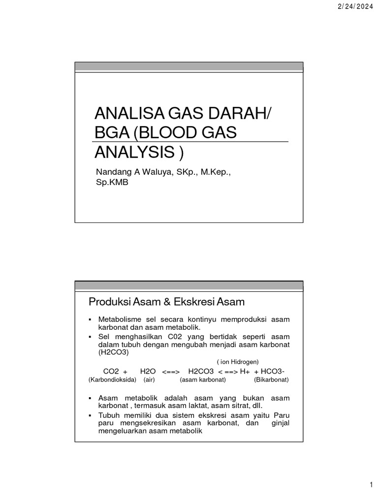 Analisa Gas Darah Naw 2024 | PDF