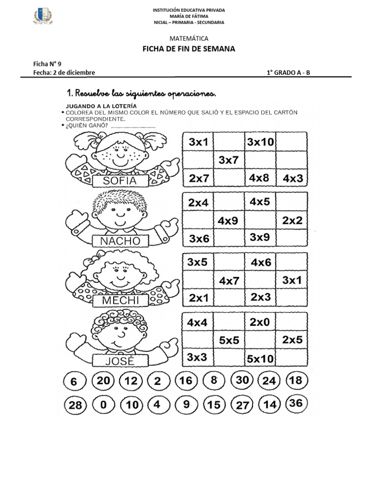 Ficha De Fin De Semana 9 Pdf