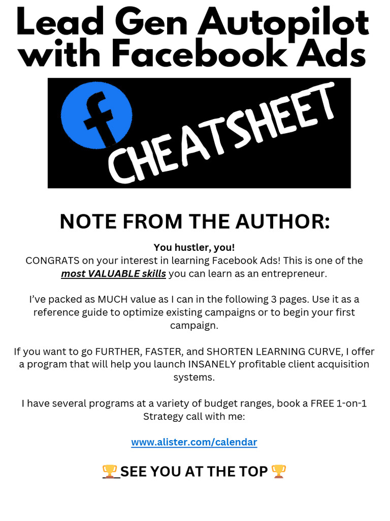 FB Ads PDF Cheatsheet | Download Free PDF | Customer Relationship ...