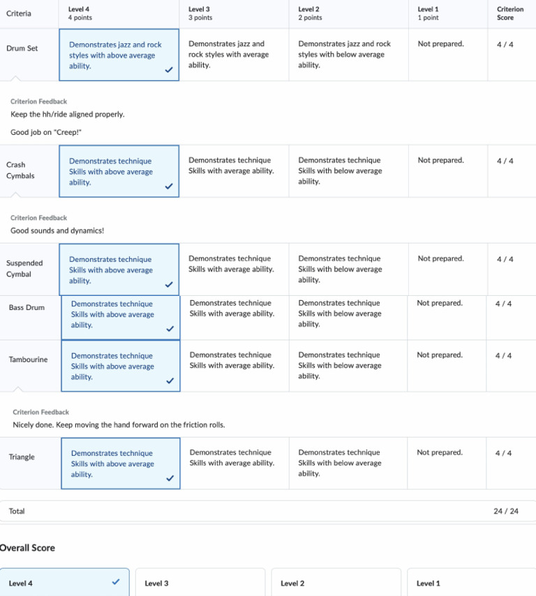 Percussion Rubric | PDF