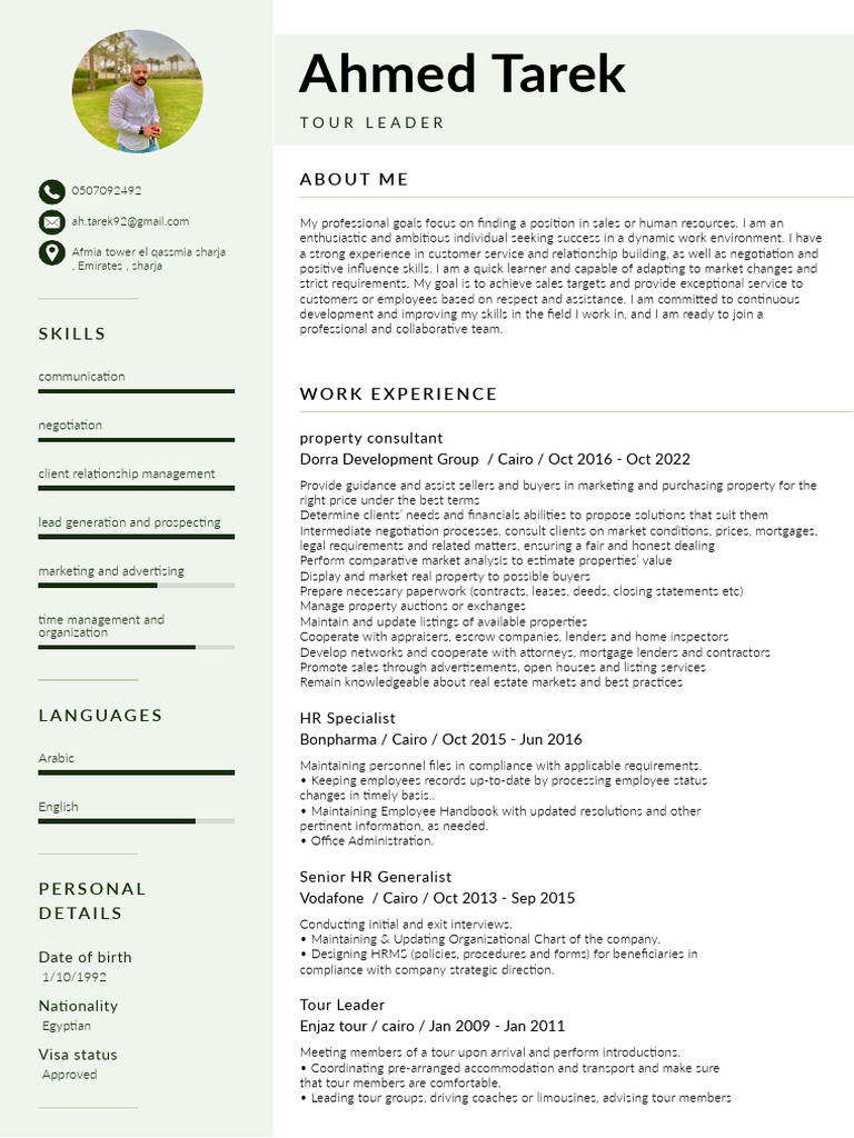 Ah - Tarek CV | PDF | Sales | Business
