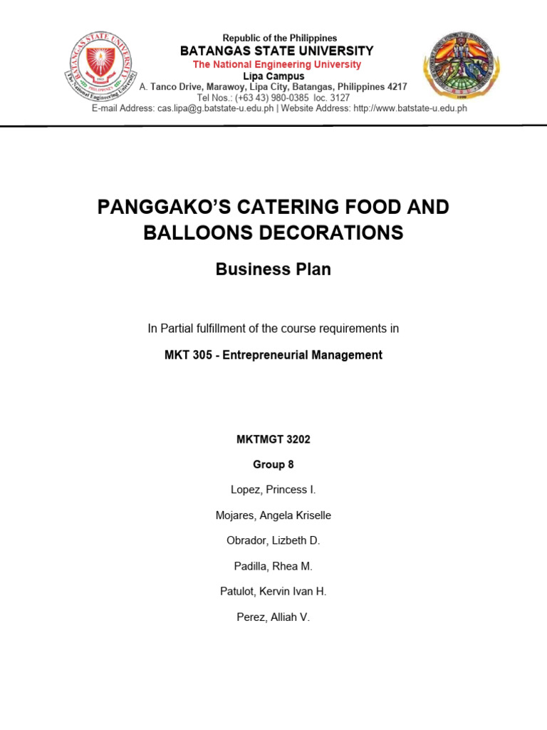 Business Plan | PDF | Menu | Meal