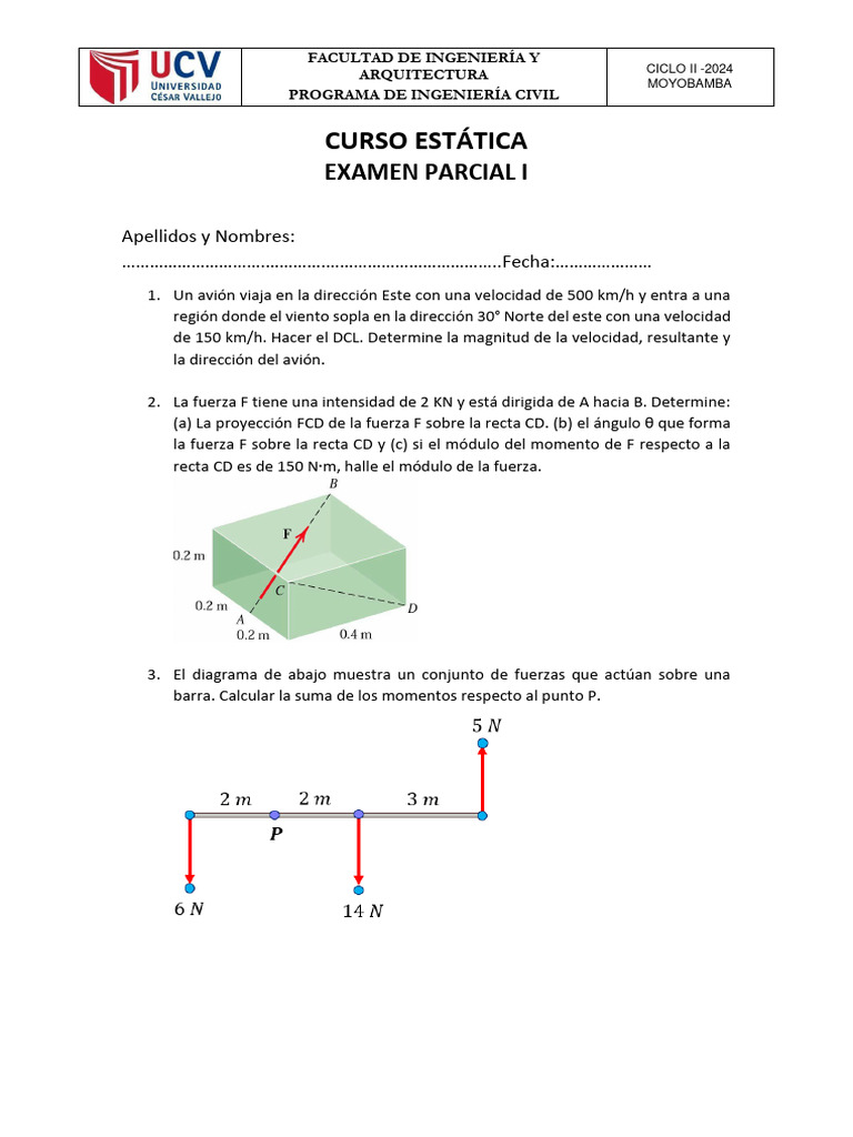 Examen Parcial I - Estatica | PDF