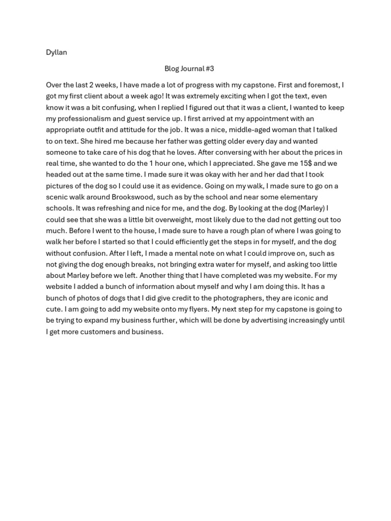 Progress on My Dog Walking Business | PDF
