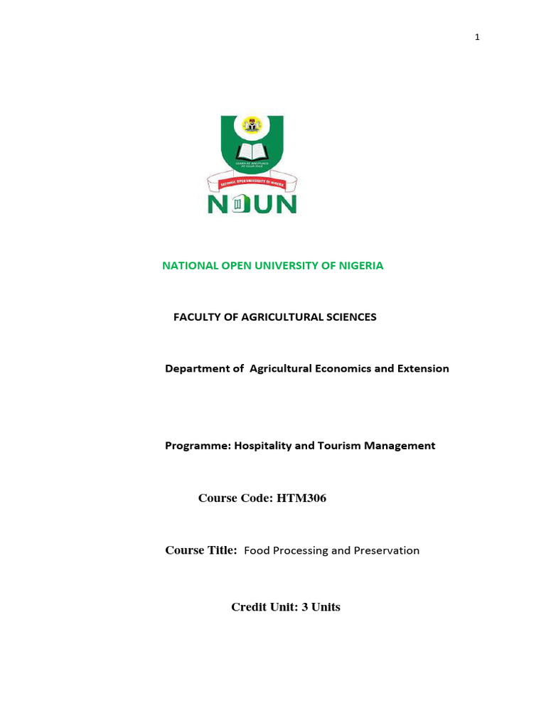 Food Processing & Preservation Course Guide | PDF | Food Preservation ...