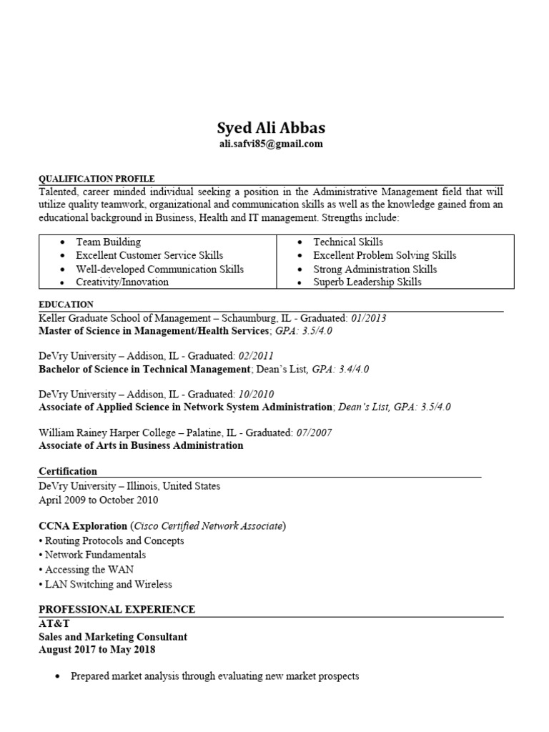 1562Syed Ali Abbas_CV | PDF | Cisco Certifications | Computer Network