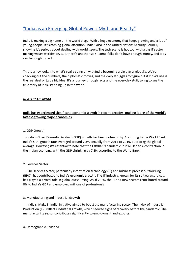 India As An Emerging Global Power | Download Free PDF | Workforce ...