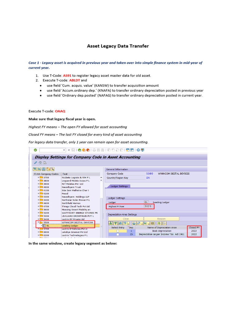 Asset Balance Legacy Data Transfer - SAP S/4 HANA 2020. | Download Free PDF | Depreciation ...