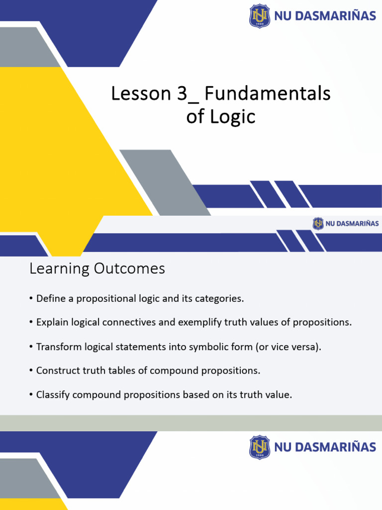 LESSON 4 Fundamentals of Logic | PDF | If And Only If | Mathematical Logic