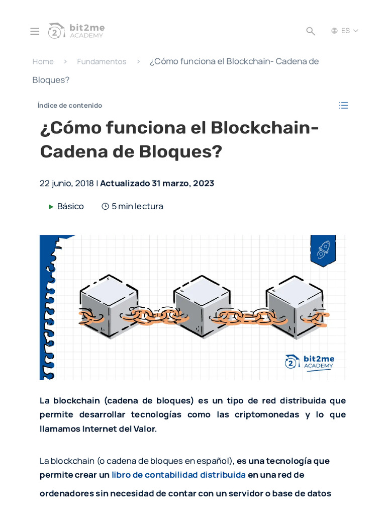 Cómo Funciona La Cadena de Bloques (Blockchain) - Bit2me | Descargar ...