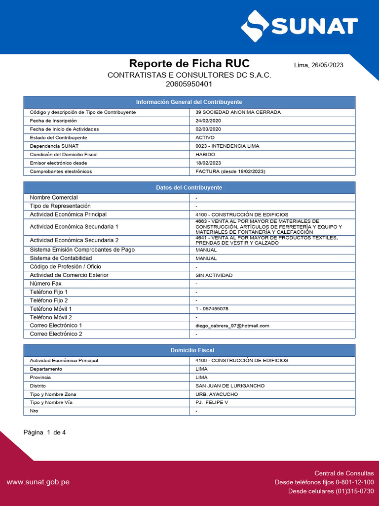 Ficha Ruc | PDF | Industrias de servicio
