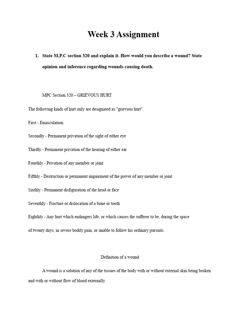 Forensic Week 3 Assignment | PDF | Wound | Shock (Circulatory)