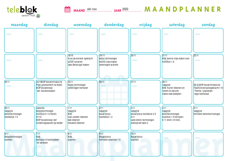 Annotated-Maandplanner-Digitaal 20jvm 1 | PDF