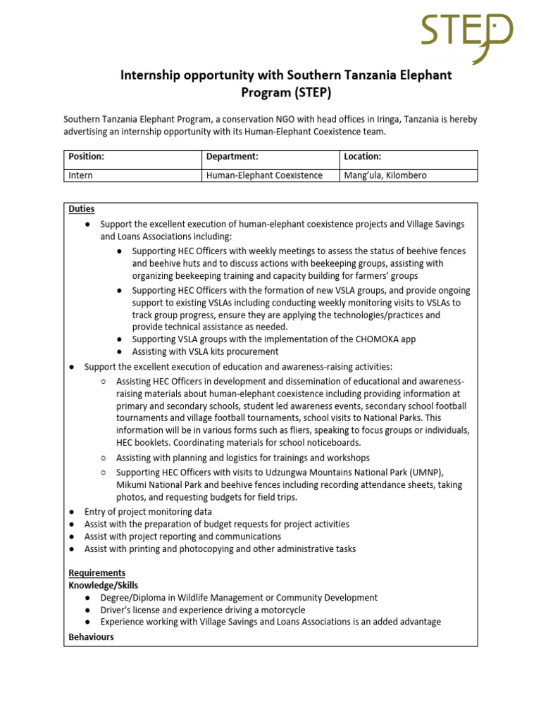 Job Advert Intern - Hec April 2024 | PDF
