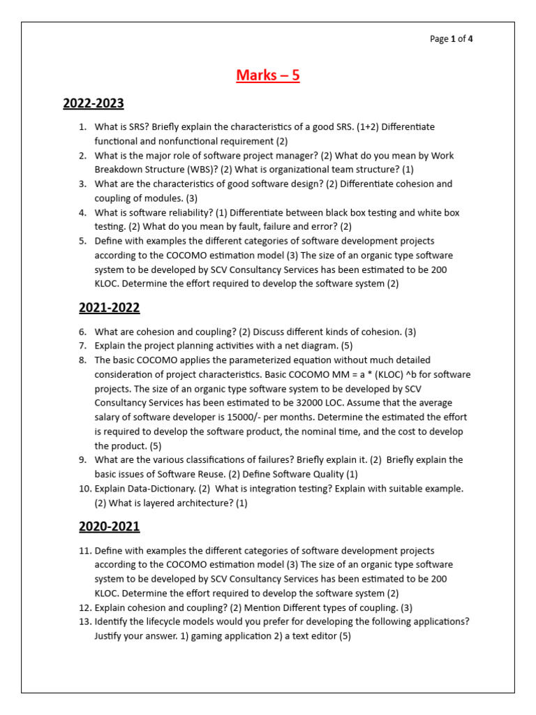 Software Engineering Pyq Pdf Software Testing Systems Architecture