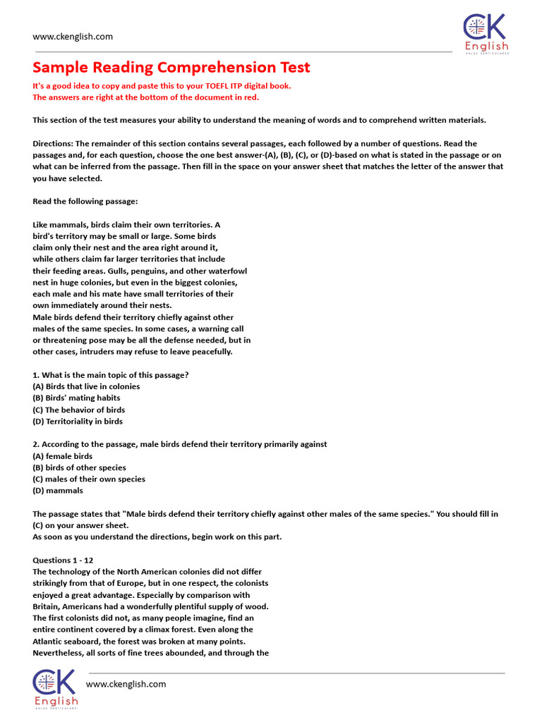 TOEFL Itp Reading | PDF | Mars | Atmosphere Of Earth