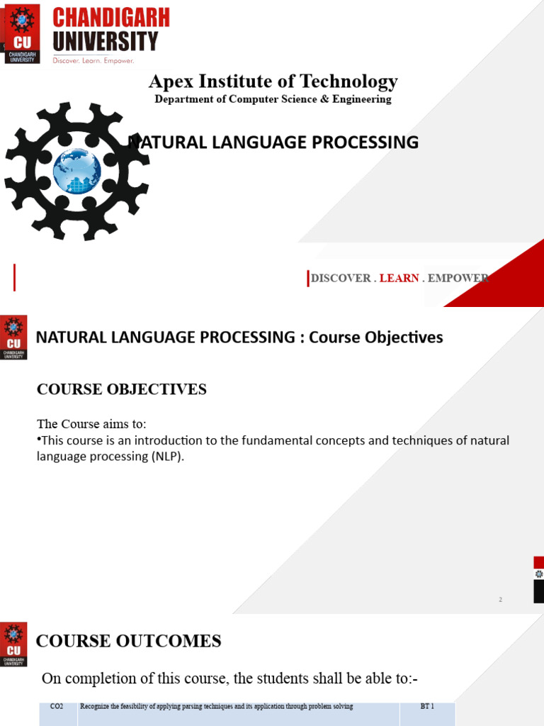 Apex Institute of Technology Natural Language Processing: Department of Computer Science ...