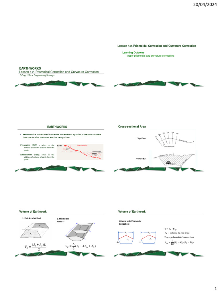 Lesson 4.2 Curvature and Prismoidal Corrections For Volume Measurements ...