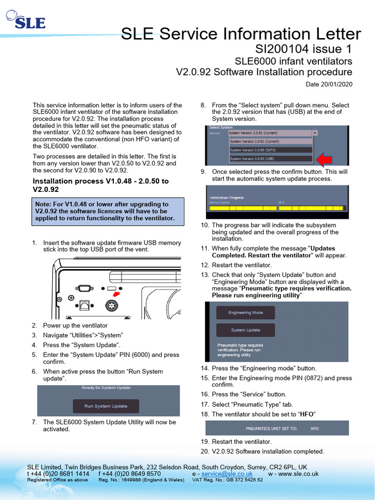 SI200104 issue 1 [SLE6000 V2.0.92 Software Installation procedure ...