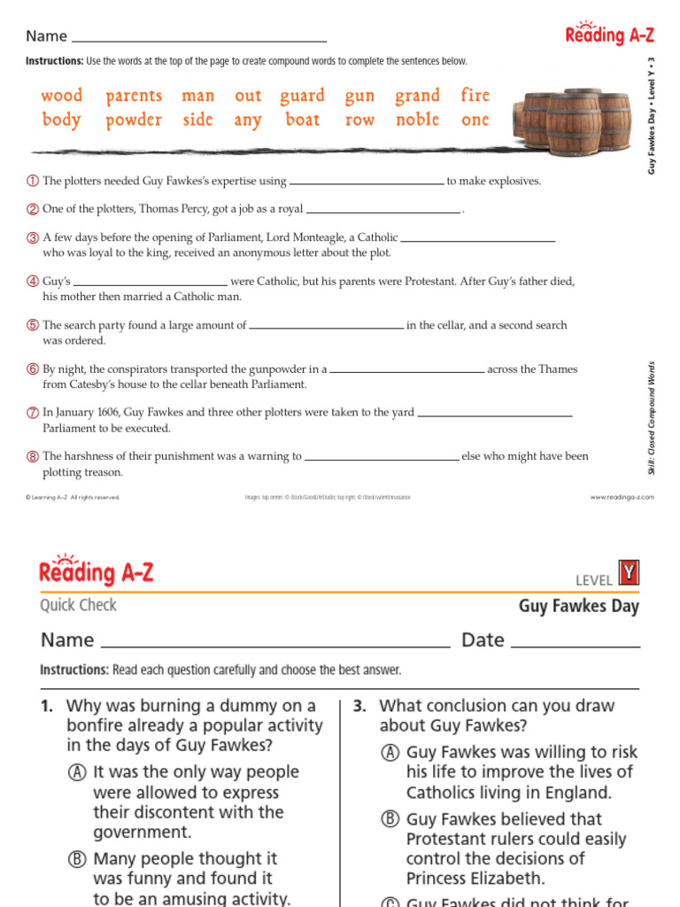 Guy Fawkes Day Activities and Worksheets | PDF | Guy Fawkes