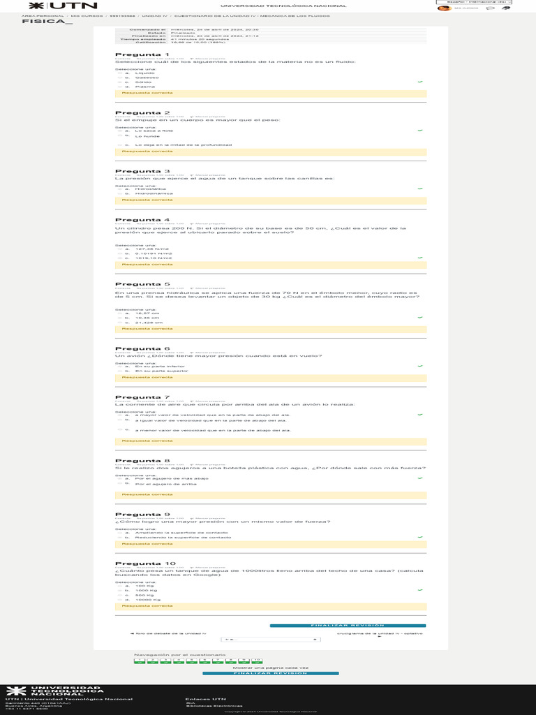 Cuestionario de La Unidad IV - Mecánica de Los Fluidos | Descargar gratis PDF | Mecánica de ...