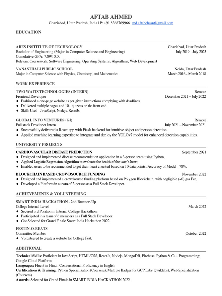 Aftab Ahmed CV | PDF | Cloud Computing | World Wide Web