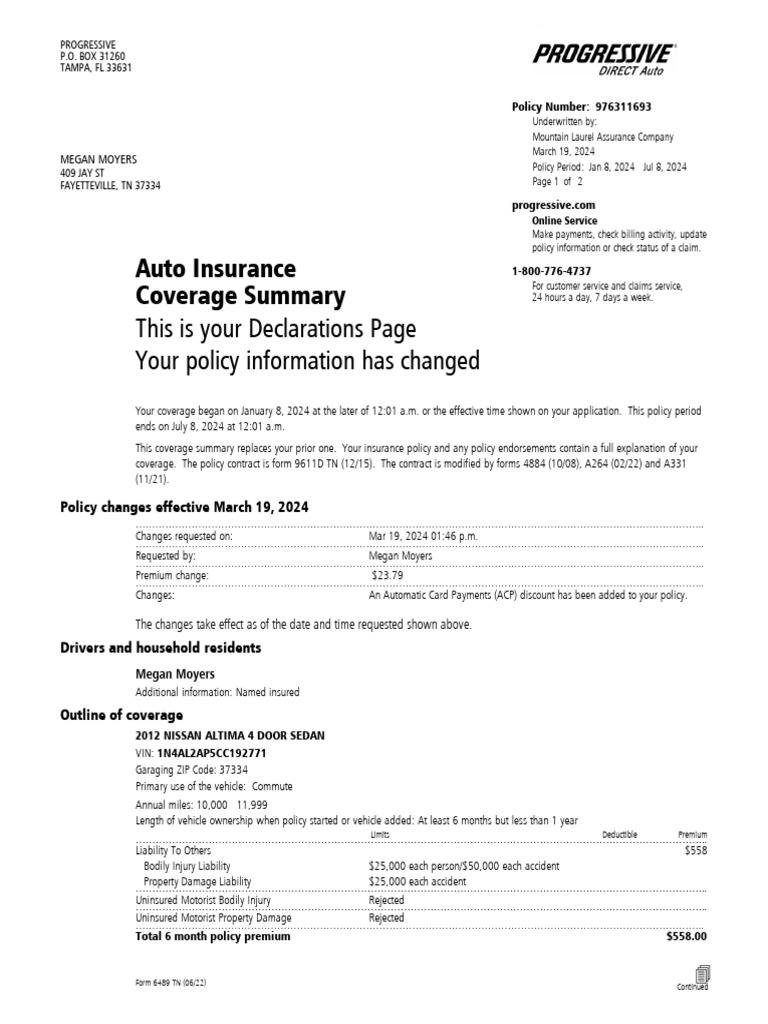 Declarations Page | PDF | Liability Insurance | Deductible