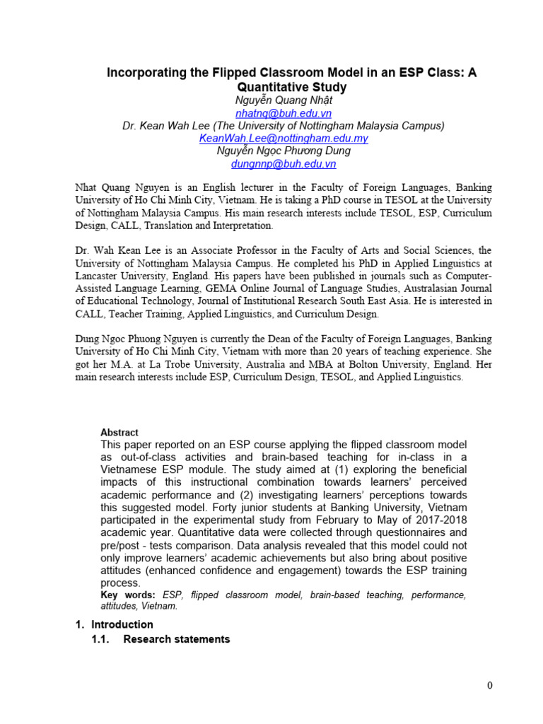 Flipped in ESP - Asian ESP Journal | PDF | Learning | Analysis Of Variance