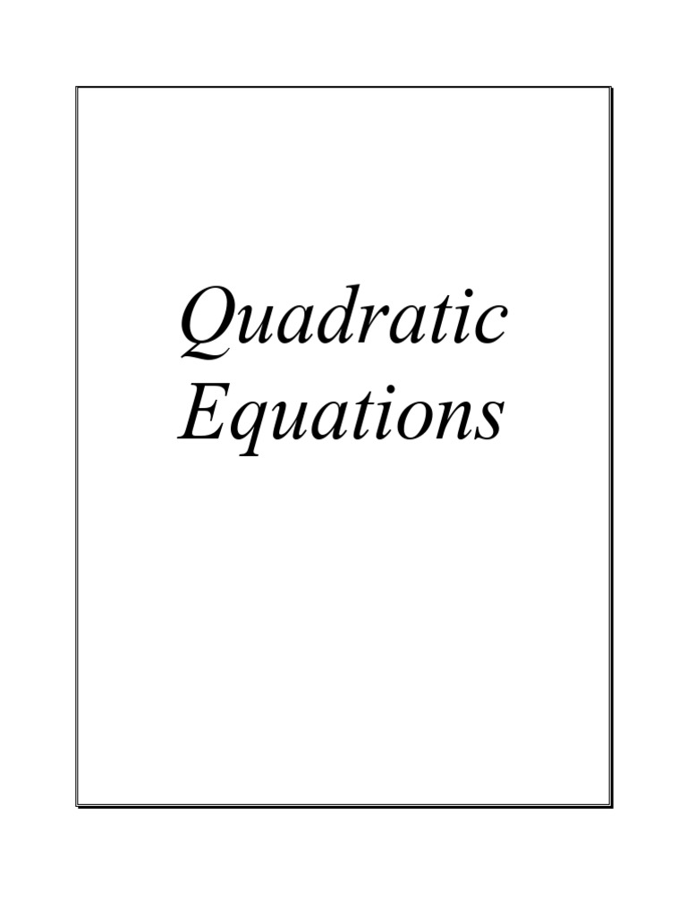 Quadratic Equations (Dan Hamilton) | PDF | Quadratic Equation ...
